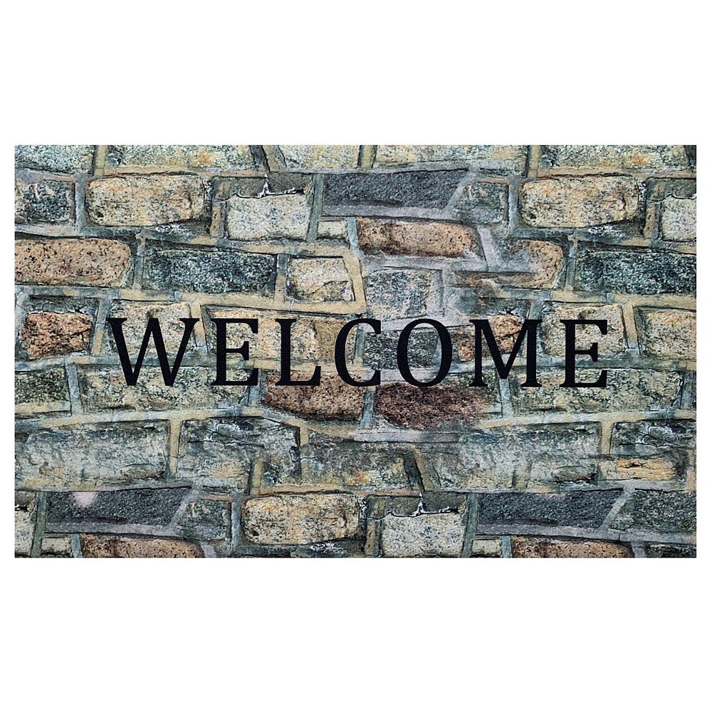 Achim Welcome Outdoor Rubber Entrance Mat 18x30 - Welcome Stone