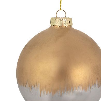 3.5" Brushed Gold and Silver Glass Ball Christmas Ornament