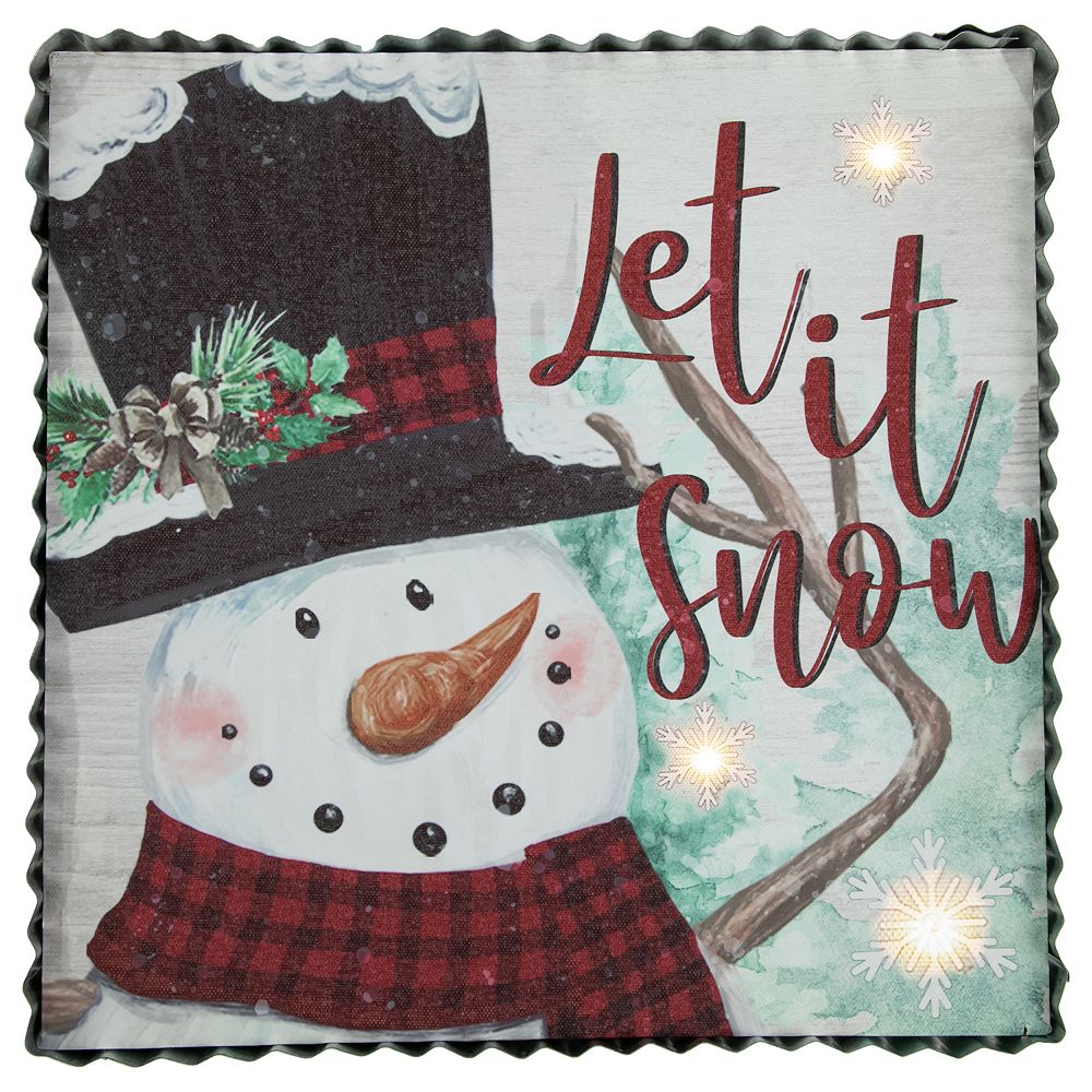 12" LED Lighted 'Let it Snow' Snowman Christmas Canvas Wall Art