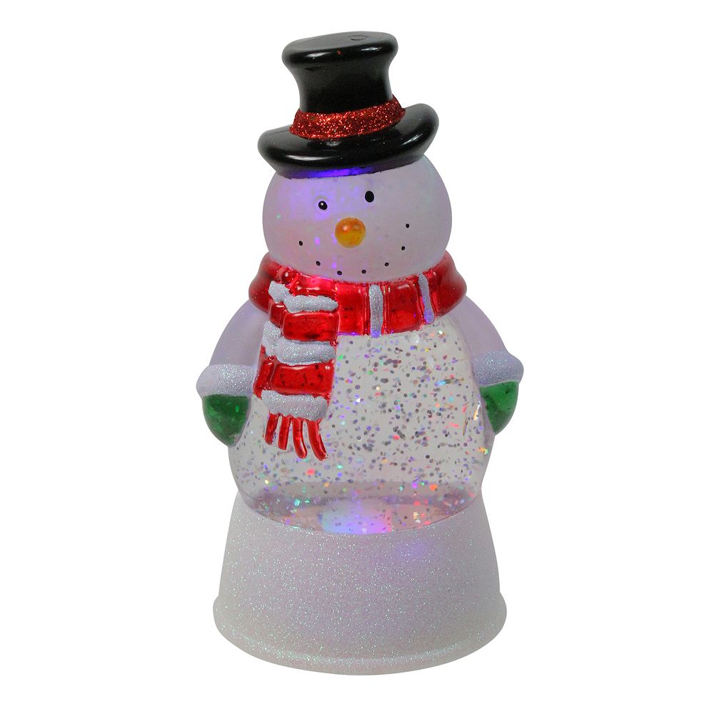 LED Lighted Color Changing Snowman Christmas Glittering Snow Dome 7.5 Inch