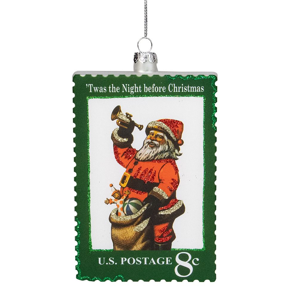 3.5" Green USPS Santa Stamp "Twas The Night Before Christmas" Glass ...