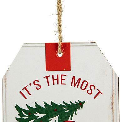 6" Most Wonderful Time of the Year Christmas Tag Sign Ornament
