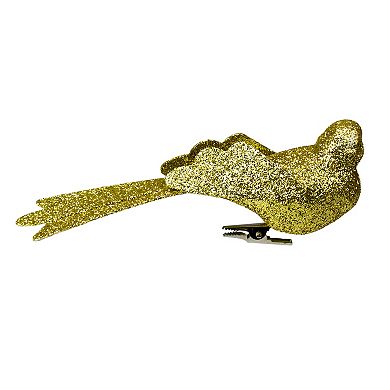 6" Gold Glittered Bird Clip-On Christmas Ornament