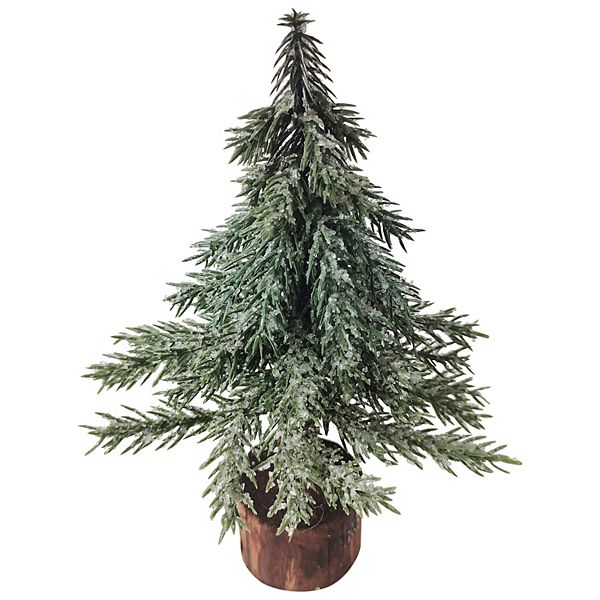 7.5" Frosted Icy Pine Tree with Jute Base Christmas Decoration