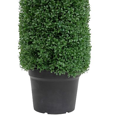 4' Artificial Boxwood Cone Topiary Tree with Pot Unlit