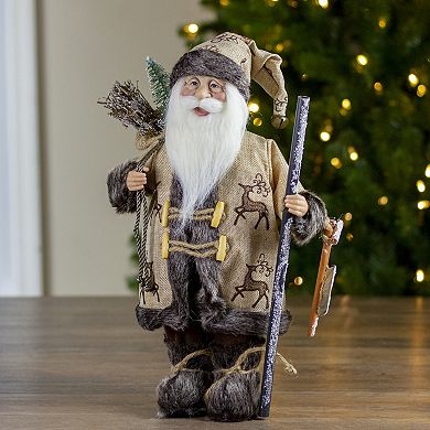 16.5" Country Rustic Santa Claus with Wooden Sled and Gifts Christmas ...