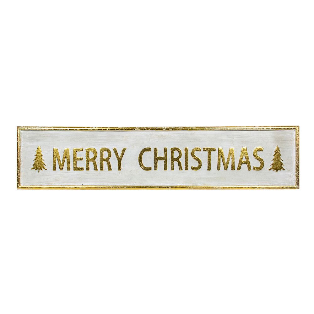 48" Metallic Gold Merry Christmas Metal Wall Sign