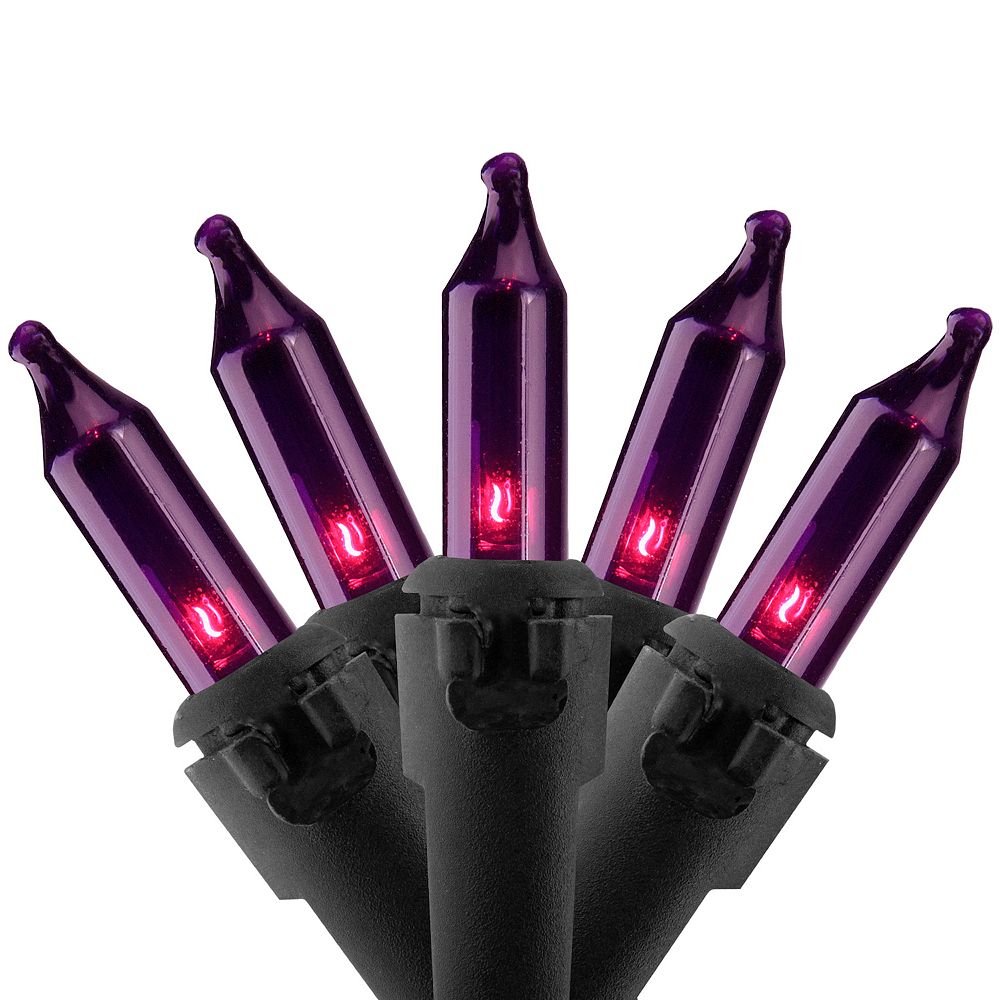 35-Count Purple Mini Christmas Lights 7ft Black Wire