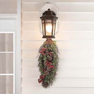 28" Glittered Pine Cone and Berry Artificial Teardrop Christmas Swag ...