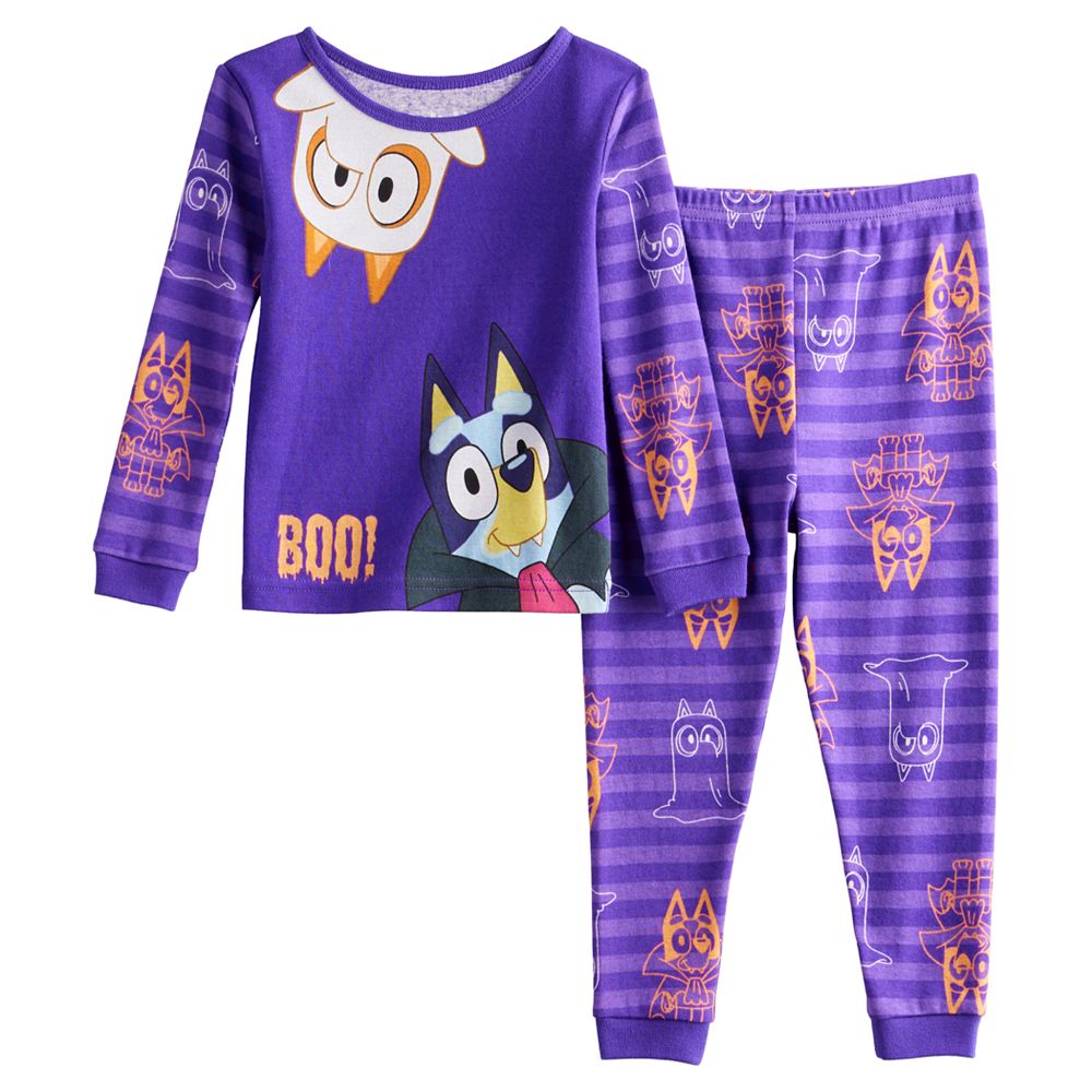 Toddler Girl Bluey "Boo Sisters" Halloween Top & Bottoms Pajama Set