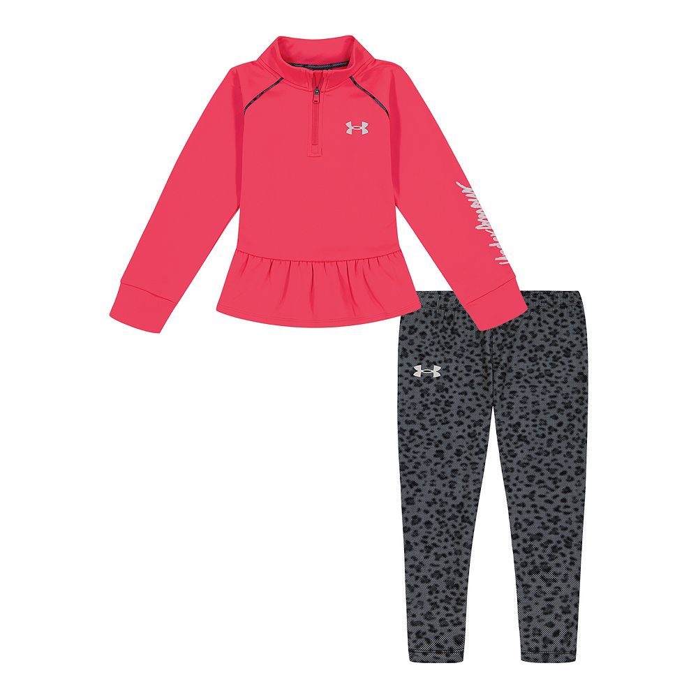 Baby & Toddler Girl Under Armour Fleece 1/4-Zip Peplum & Leggings Set
