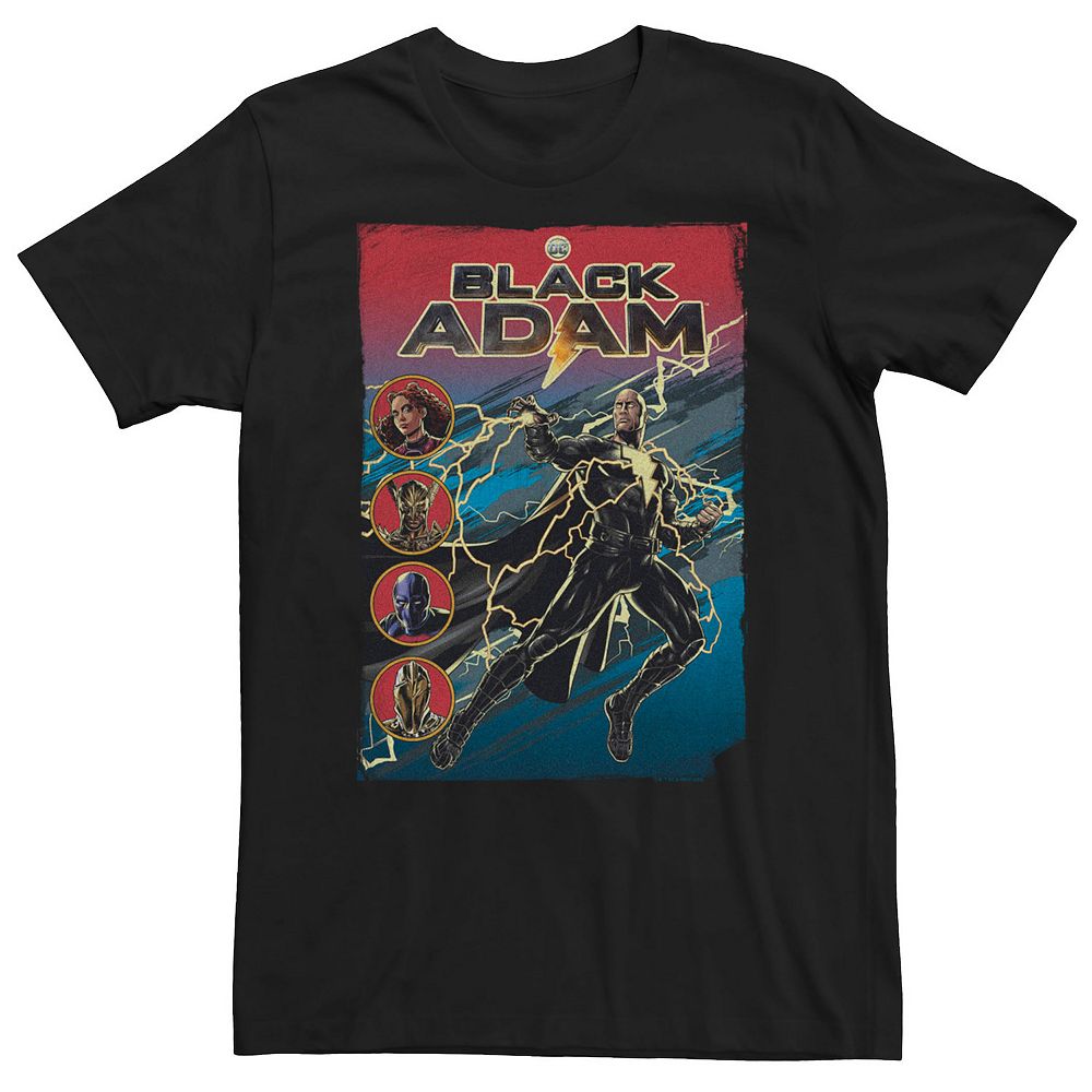Big & Tall Black Adam Lightning Adam & JSA Poster Tee