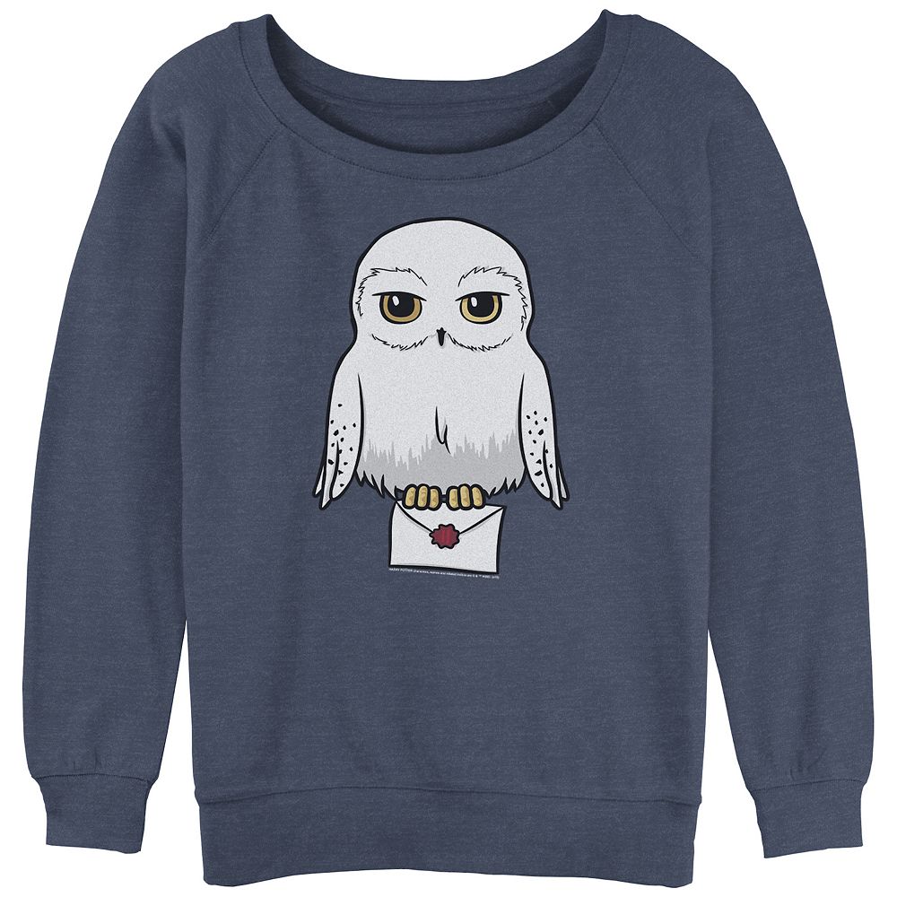 Juniors' Harry Potter Cartoon Hedwig Portrait Graphic Pullover