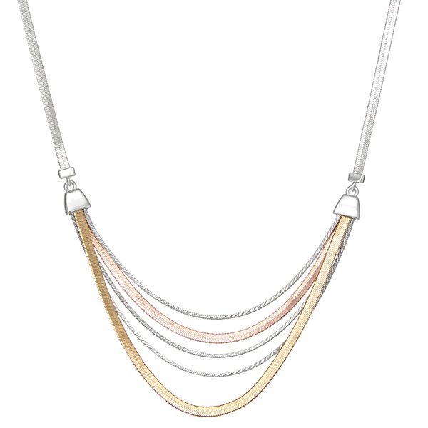 Napier Tri-Tone Chain Swag Necklace