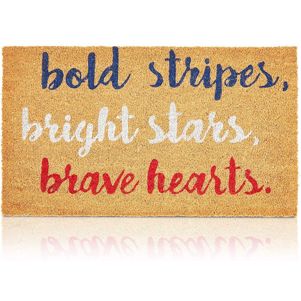 4th of July Patriotic Outdoor Doormat, Nonslip Natural Coco Coir Mat ...