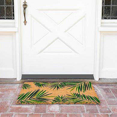 Tropical Theme Coir Door Mat for Outdoor Entrance, Coconut Fiber Leaf ...