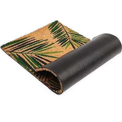 Tropical Theme Coir Door Mat for Outdoor Entrance, Coconut Fiber Leaf ...