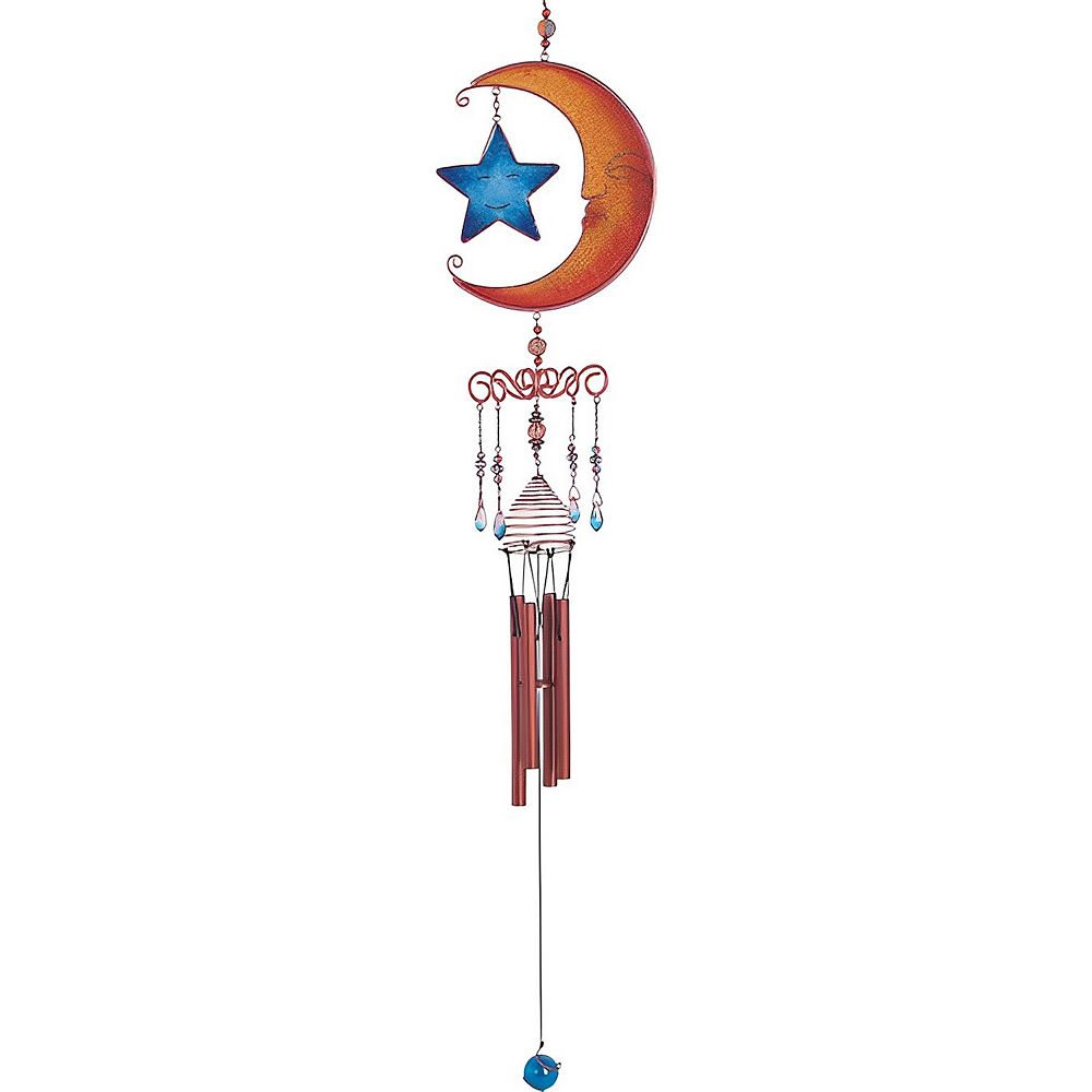 FC Design 23" L Celestial Wind Chime Copper & Gem Moon Star Hanging ...