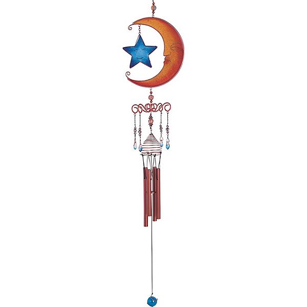 FC Design 23" L Celestial Wind Chime Copper & Gem Moon Star Hanging ...
