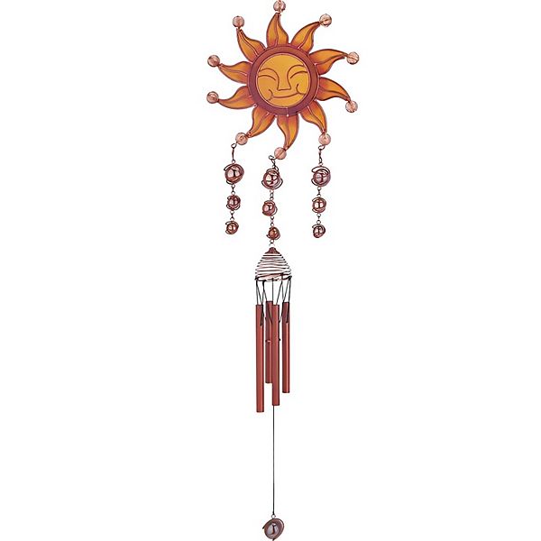FC Design 31" L Wind Chime Copper & Gem Sun Face Hanging Wind Chime ...