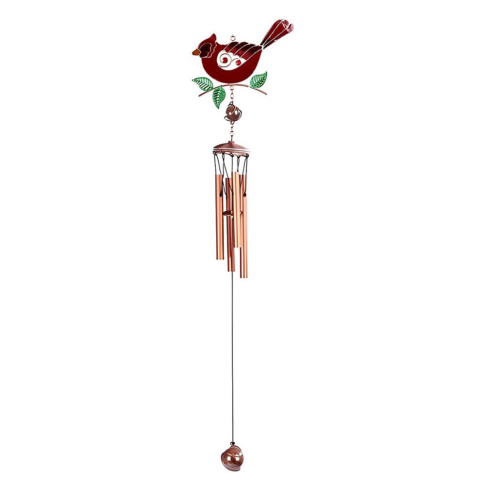 FC Design 24" Long Northern Cardinal Wind Chime with Copper and Gem ...