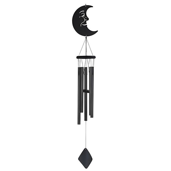 FC Design 41" Long Wood Black Moon Wind Chime With 3 Metal Tubes Unique ...