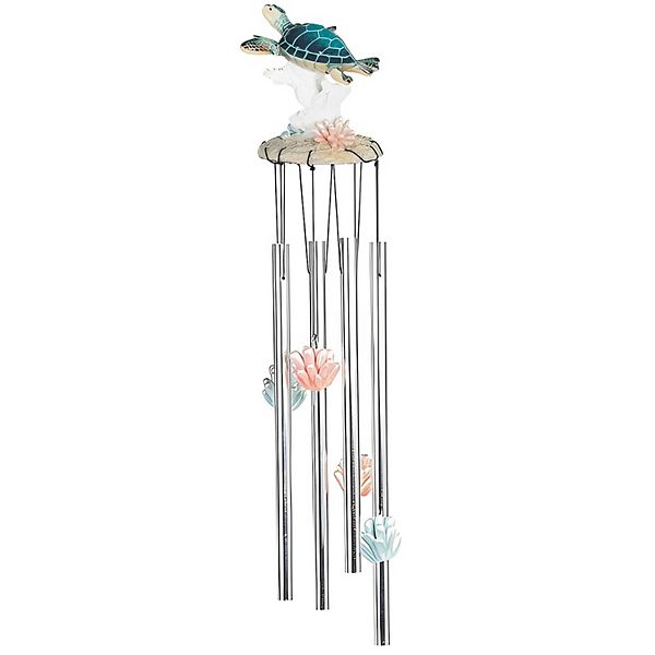 FC Design 23" Long Sea Turtle with Coral Round Top Wind Chime Marine ...