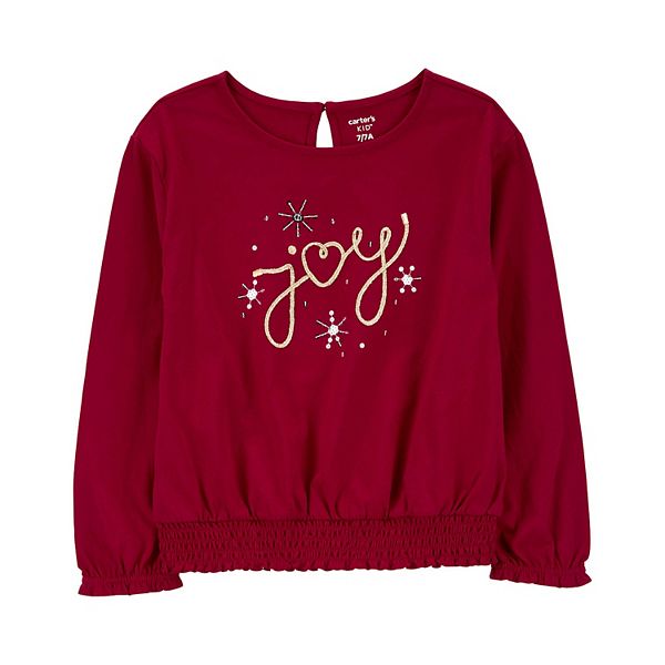 Girls 4-14 Carter's Joy Long Sleeve Holiday Top