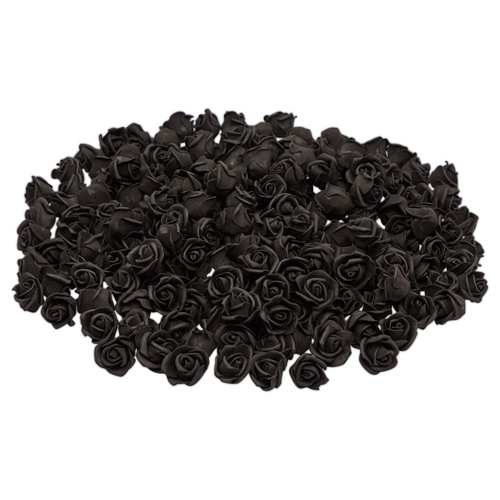 Mini Black Roses for Crafts, Artificial Flower Heads for Decoration (1 ...