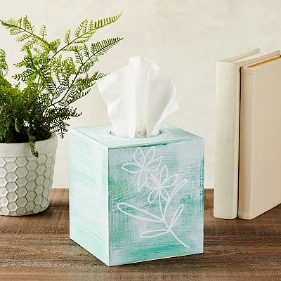 Unfinished Wood Tissue Box Cover for DIY Crafts Square Wooden Holder with Slide Out Bottom for