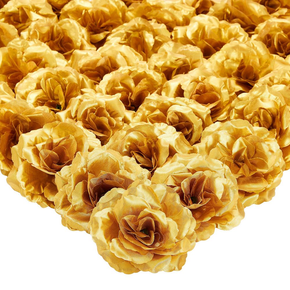 Bright Creations Rose Flower Heads, Artificial Flower (3 in, Gold, 50-Pack)