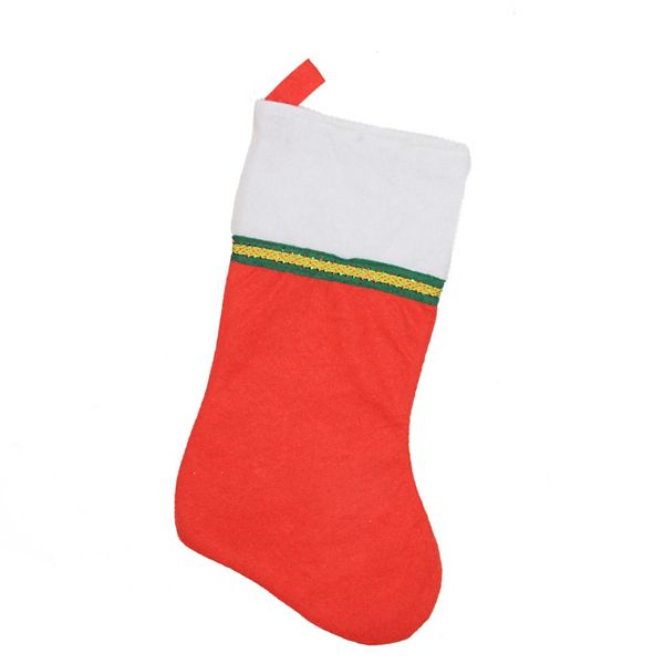16.25" Traditional Red and White Christmas Stocking with Ribbon Trim