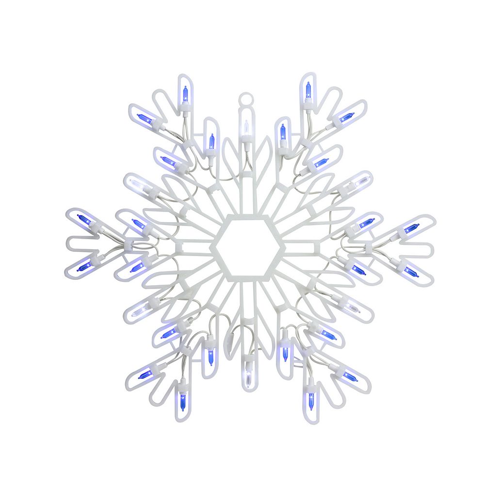 16" LED Lighted Pure White and Blue Snowflake Christmas Window ...