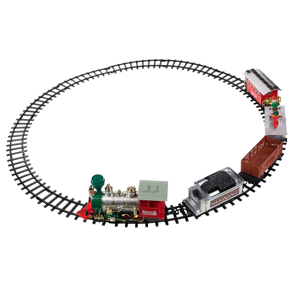 35pc Silver and Red Battery Operated Lighted and Animated Classic Train ...