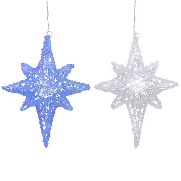 24" White and Blue LED Bethlehem Star Hanging Christmas Decoration