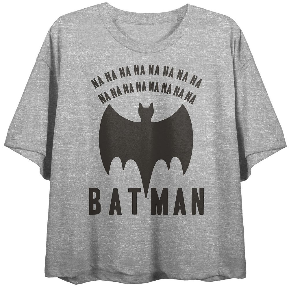 Juniors' DC Comics: Batman "Na Na Batman" Cropped Graphic Tee