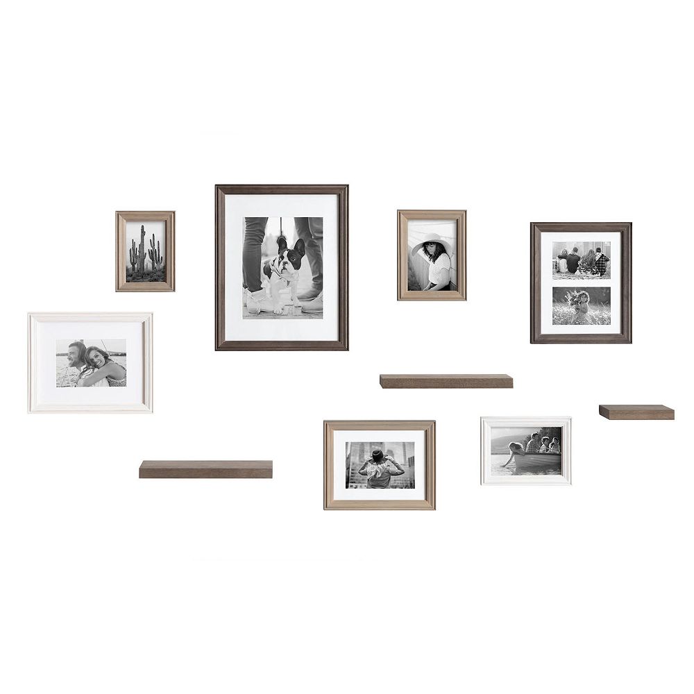 Kate and Laurel Bordeaux Gallery Collage Frame & Shelf 10-piece Set