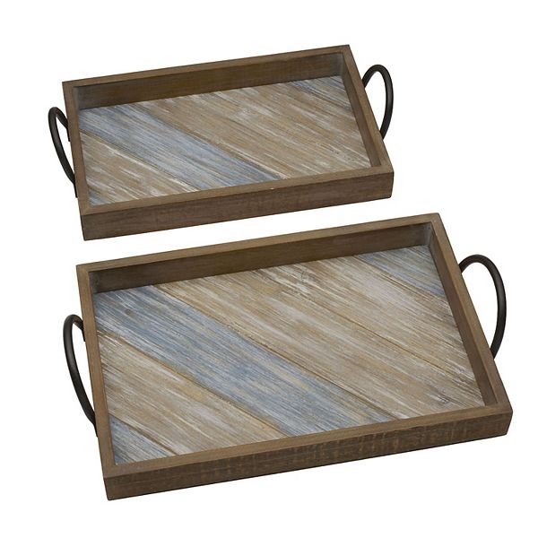 Elements Diagonal Stripe Decorative Tray Table Decor 2-piece Set