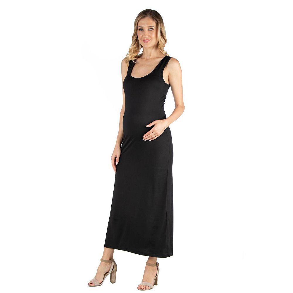 Maternity 24Seven Comfort Apparel Scoopneck Racerback Maxi Dress