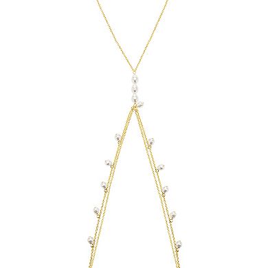 Gold Tone Simulated Pearl Body Chain