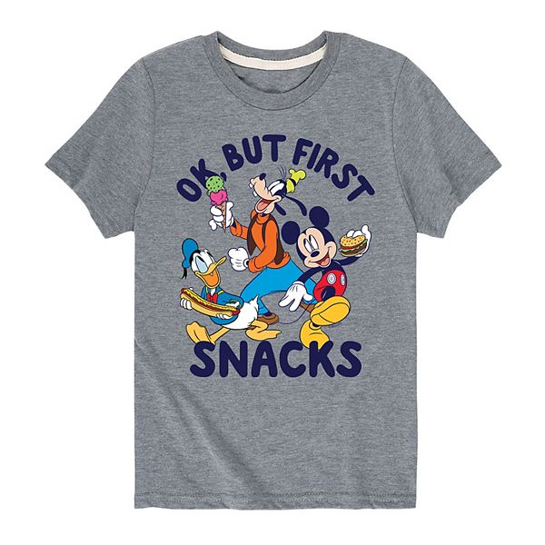 Disney's Mickey Mouse & Friends Boys 8-20 Ok But First Snacks Graphic Tee