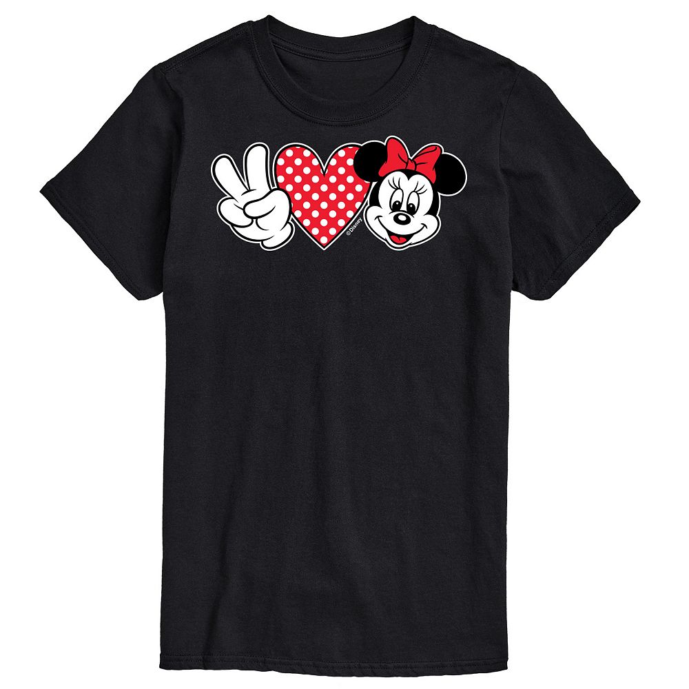 Disney's Minnie Mouse Men's Peace Love Minnie Graphic Tee