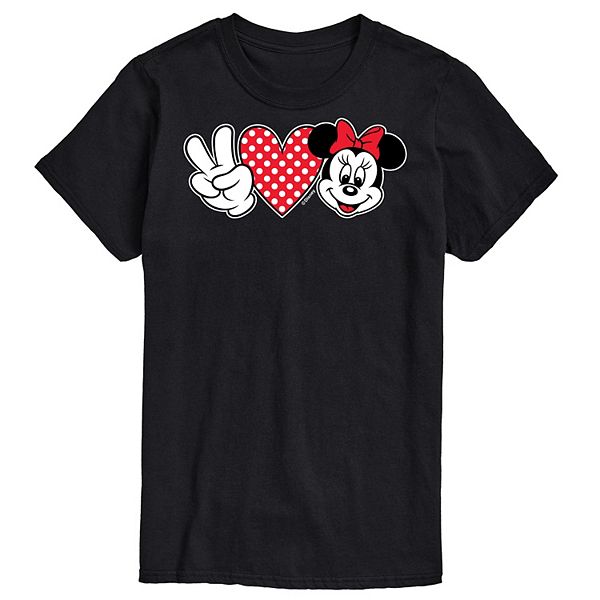Disney's Minnie Mouse Men's Peace Love Minnie Graphic Tee