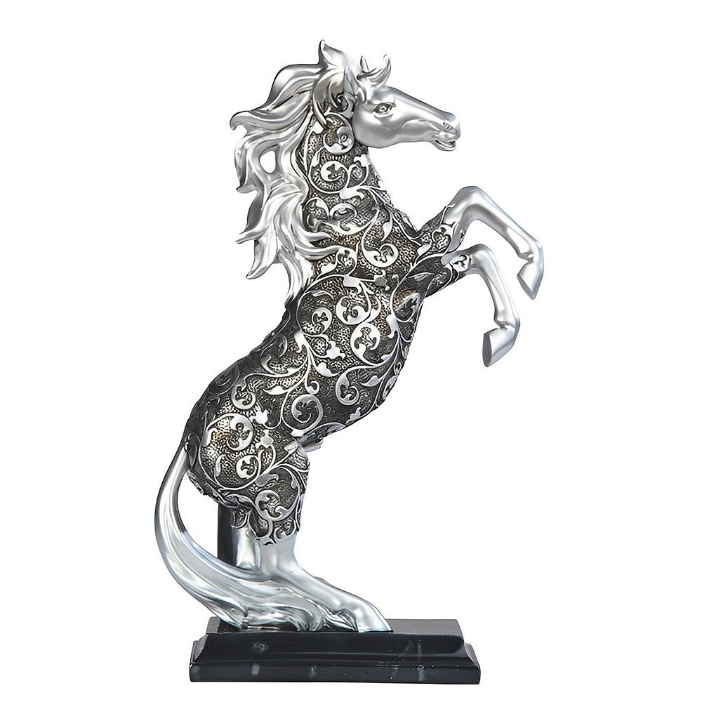 FC Design 12"H Decorative Craved Standing Silver Horse Figurine with ...