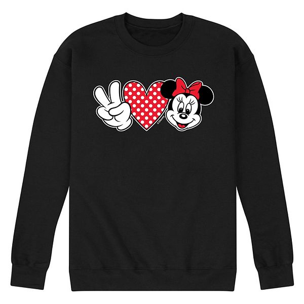 Disney's Minnie Mouse Men's Peace Love Minnie Fleece Sweatshirt