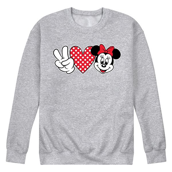 Disney's Minnie Mouse Men's Peace Love Minnie Fleece Sweatshirt