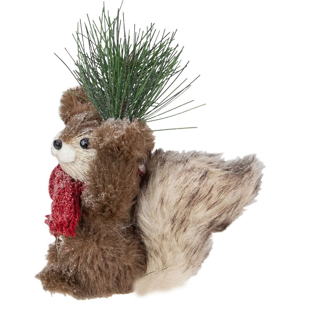 7" Standing Squirrel with Pine Sprig and Red Scarf Tabletop Christmas ...