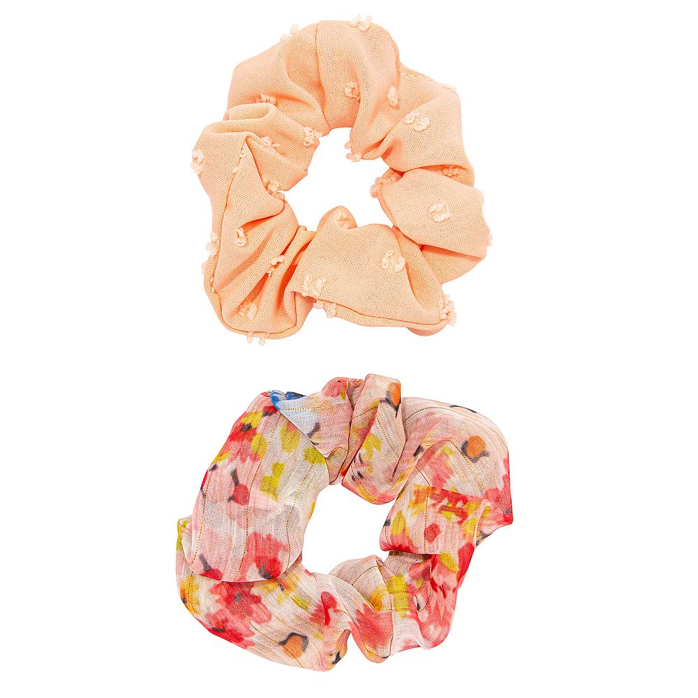 LC Lauren Conrad 2-Pack Peach Floral Scrunchies Set