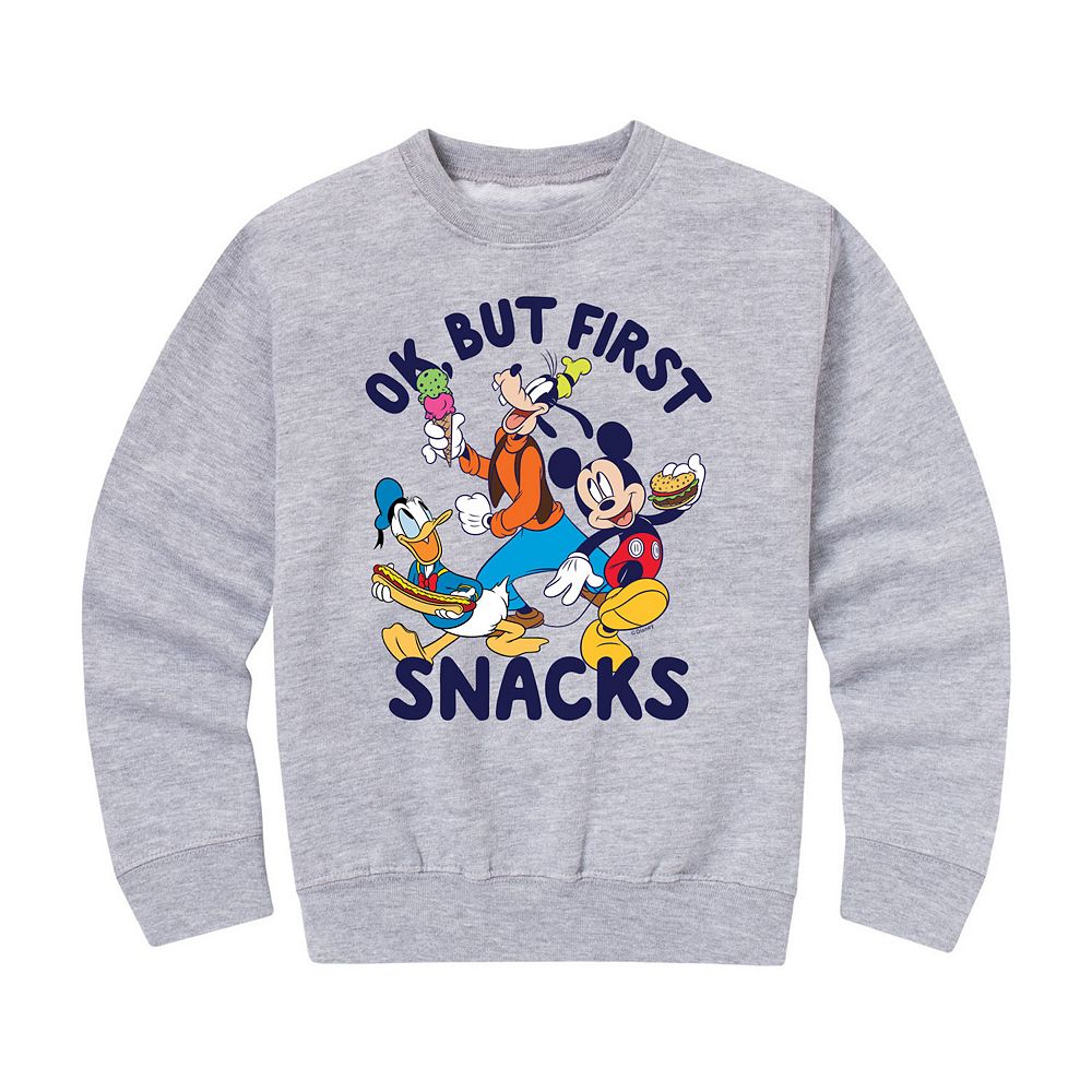 Disney's Boys 8-20 But First Snacks Crew Fleece Sweatshirt