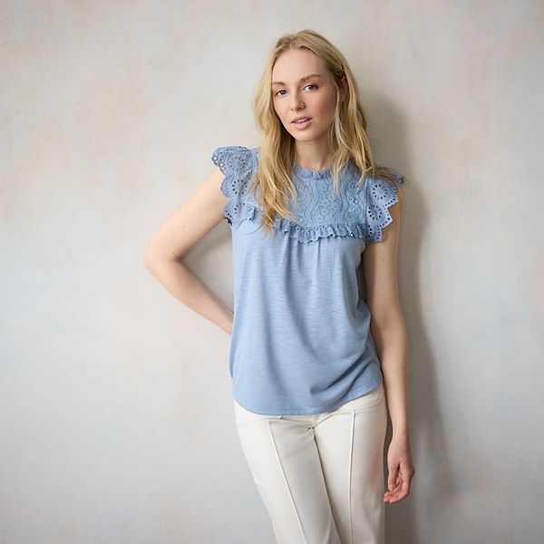 Women's LC Lauren Conrad Flutter Sleeve Lace Tank